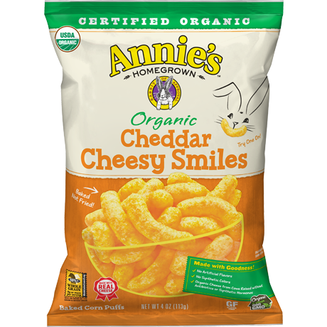Organic Cheddar Cheesy Smiles | Annie's Homegrown
